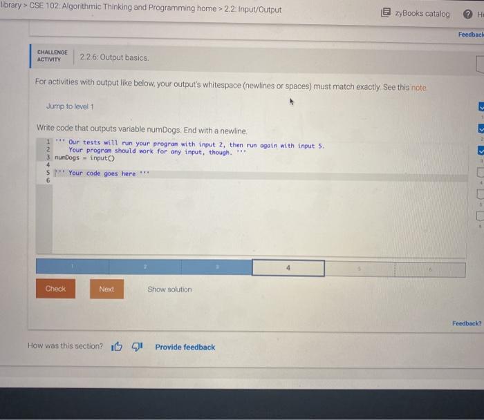 Solved CHALLENGE ACTIVITY 2.2.6. Output basics For | Chegg.com