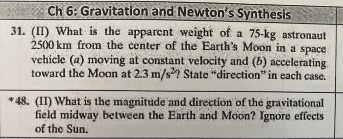 Solved Ch 6: Gravitation and Newton's Synthesis 31. (I) What | Chegg.com