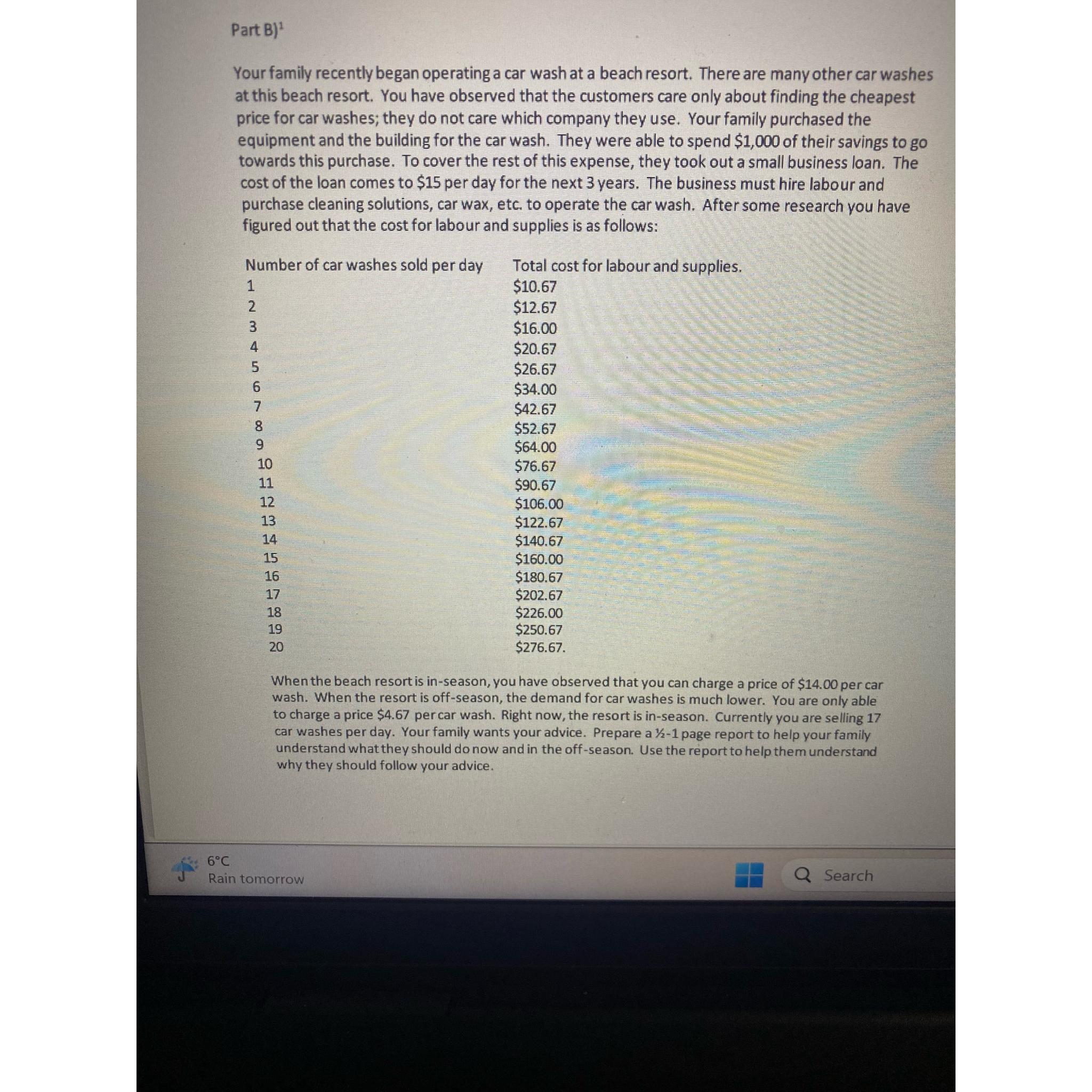 Solved Part B) ?1Your family recently began operating a car | Chegg.com