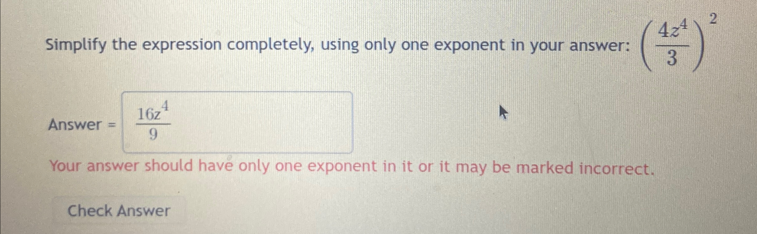 Solved Simplify the expression completely, using only one | Chegg.com