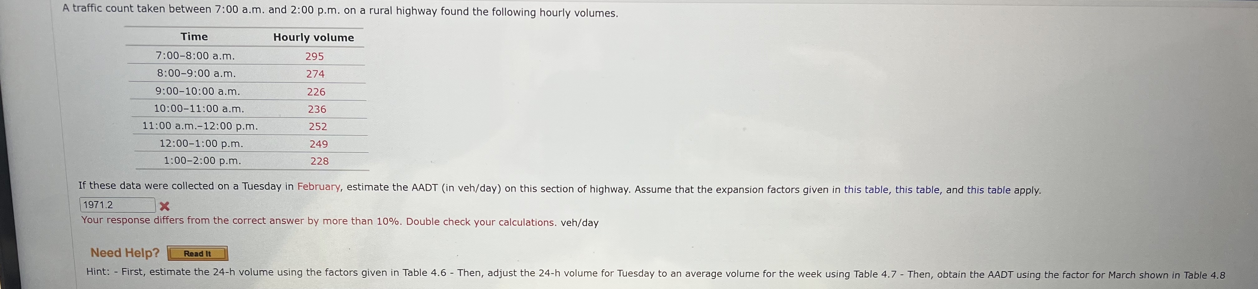 A traffic count taken between 7:00 ﻿a.m. ﻿and 2:00 | Chegg.com