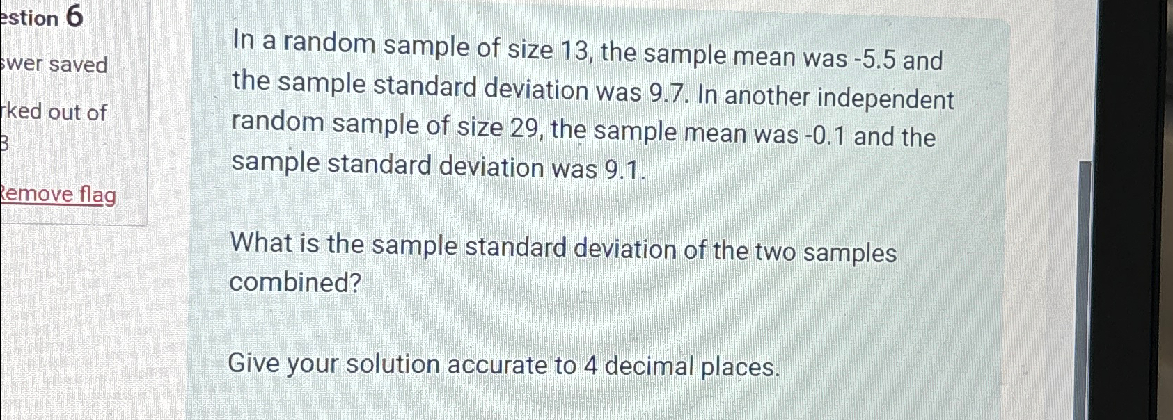 In a random sample of size 13 , ﻿the sample mean was | Chegg.com
