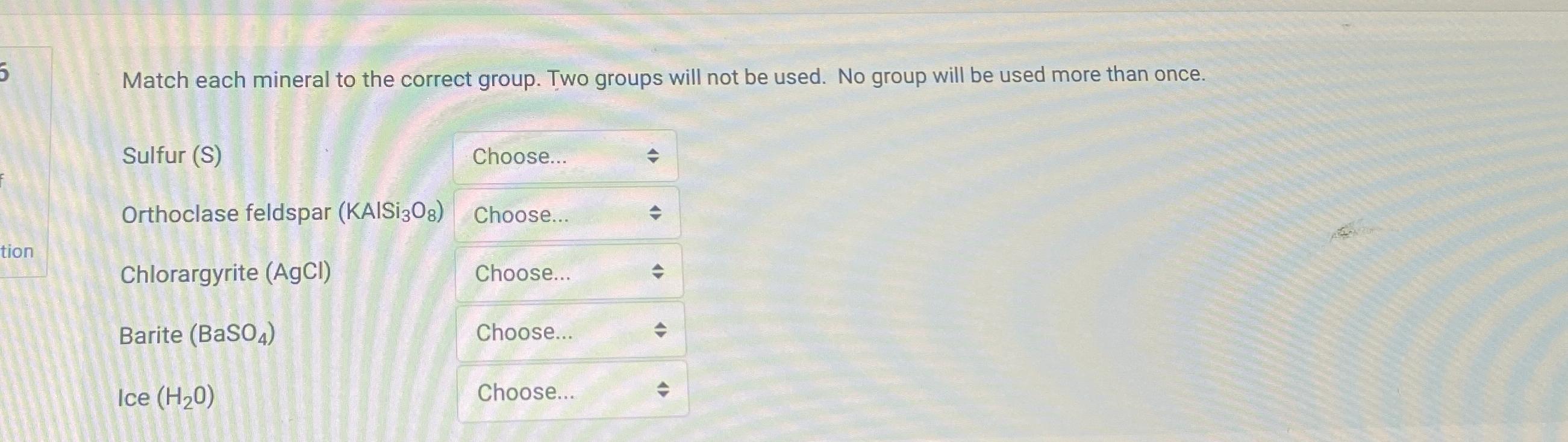 Solved Match each mineral to the correct group. Two groups | Chegg.com