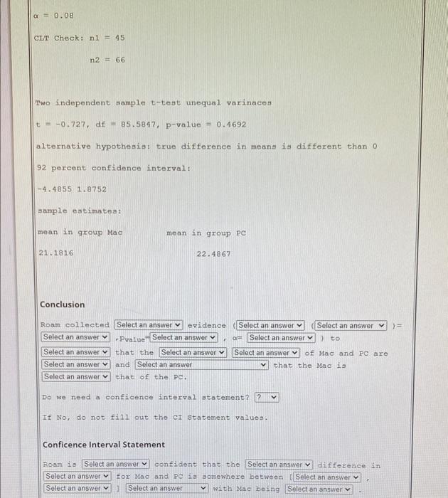 Solved Penny is wanting to see if the true mean amount of | Chegg.com
