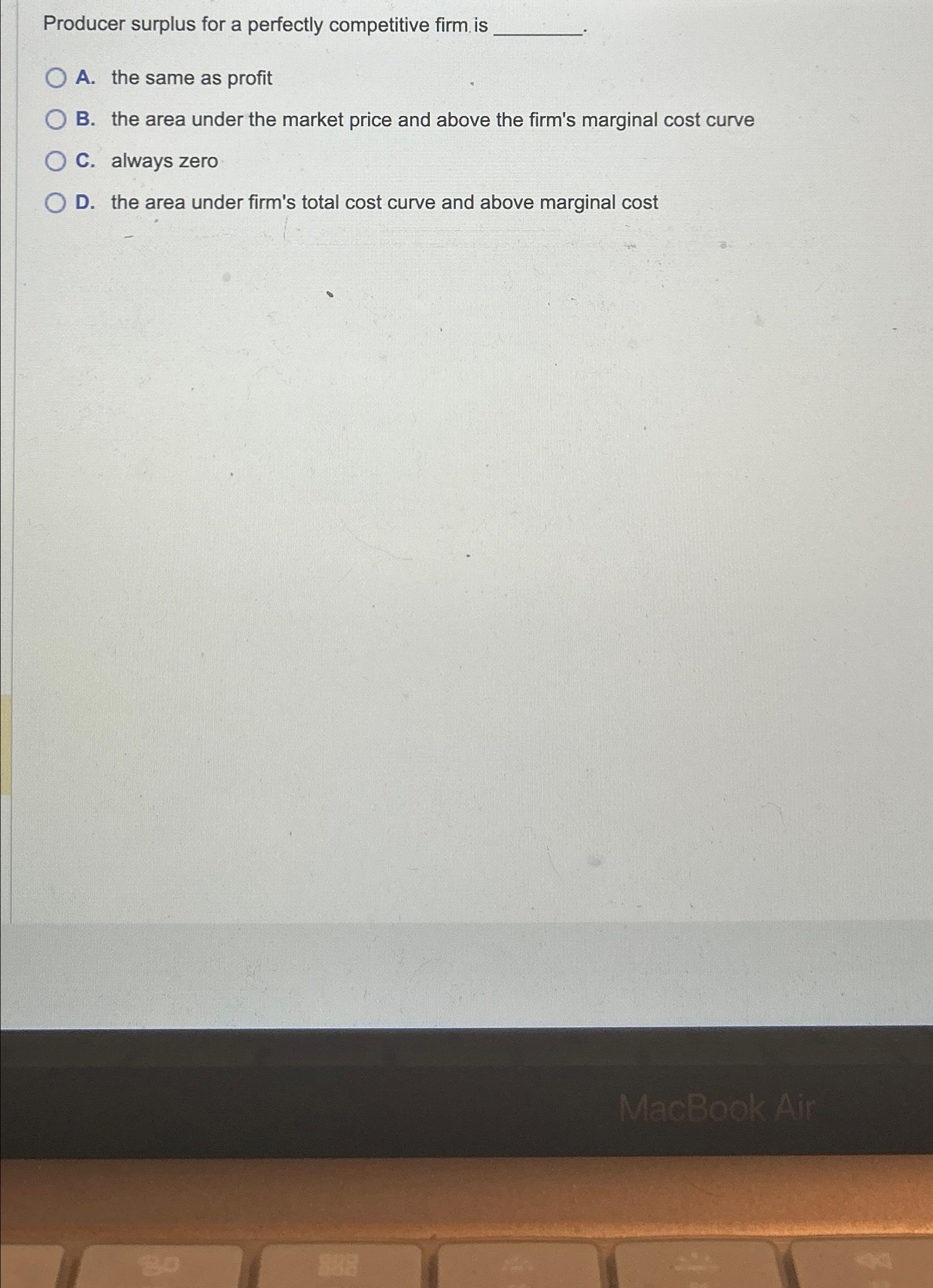 Solved Producer surplus for a perfectly competitive firm | Chegg.com