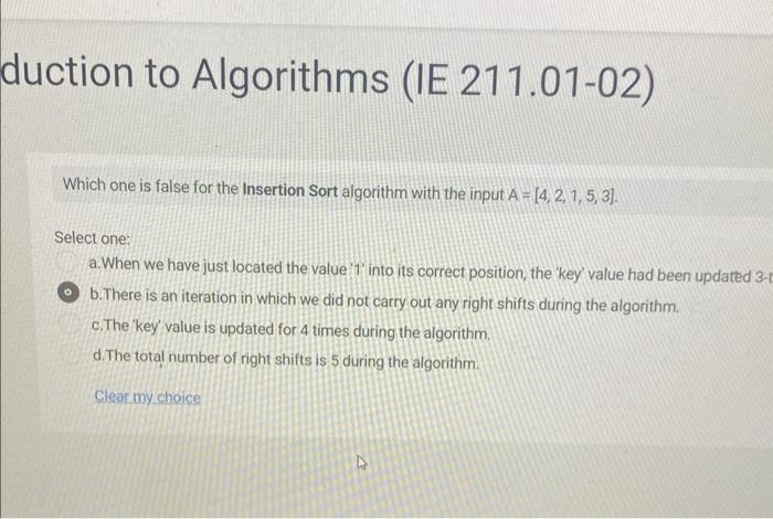 Solved GE Introduction to Algorithms (IE 211.01-02)Uuction | Chegg.com