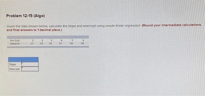 Solved Given the data shown below, calculate the slope and | Chegg.com