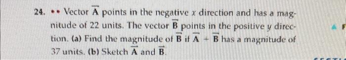 Solved - Vector Aˉ points in the negative x direction and | Chegg.com