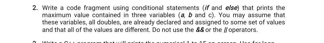 Solved Write A Code Fragment Using Conditional Statements 6132