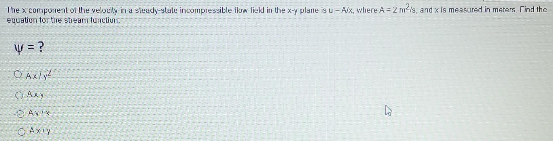 Solved The x component of the velocity in a steady-state | Chegg.com