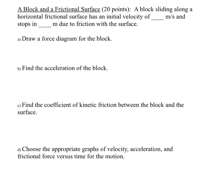 Solved A Block and a Frictional Surface (20 points): A block | Chegg.com
