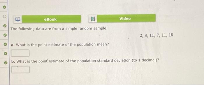 Solved The following data are from a simple random sample. | Chegg.com