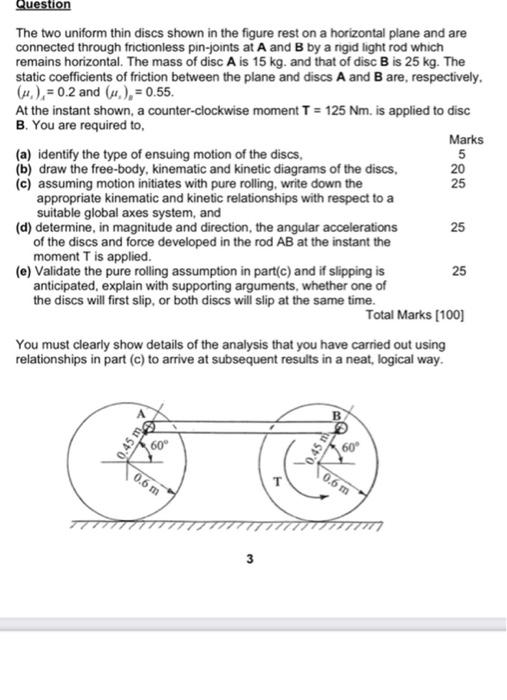 Solved The two uniform thin discs shown in the figure rest | Chegg.com