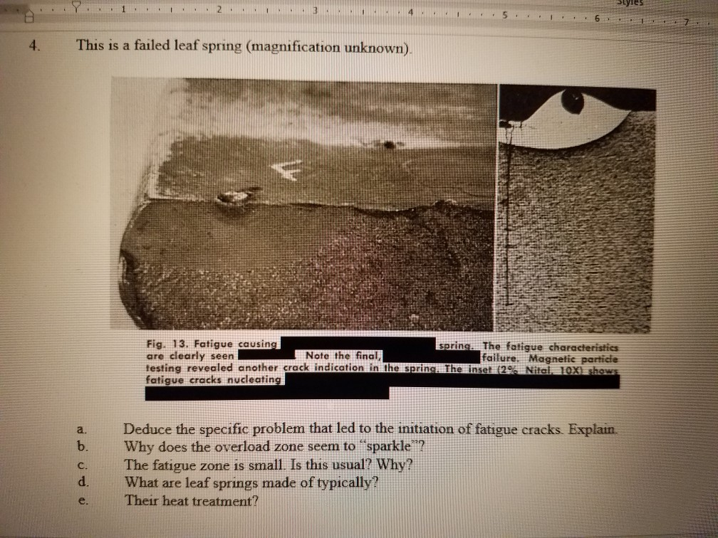 Solved Styles Y 1 . . 2 . 4. This is a failed leaf spring | Chegg.com