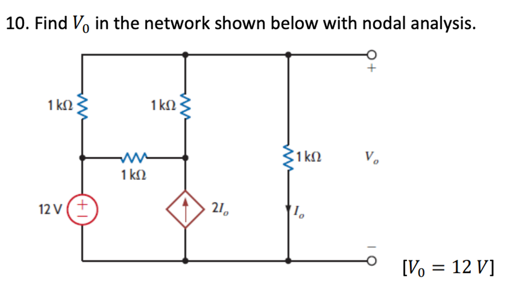 Solved Find V0 ﻿in the network shown below with nodal | Chegg.com