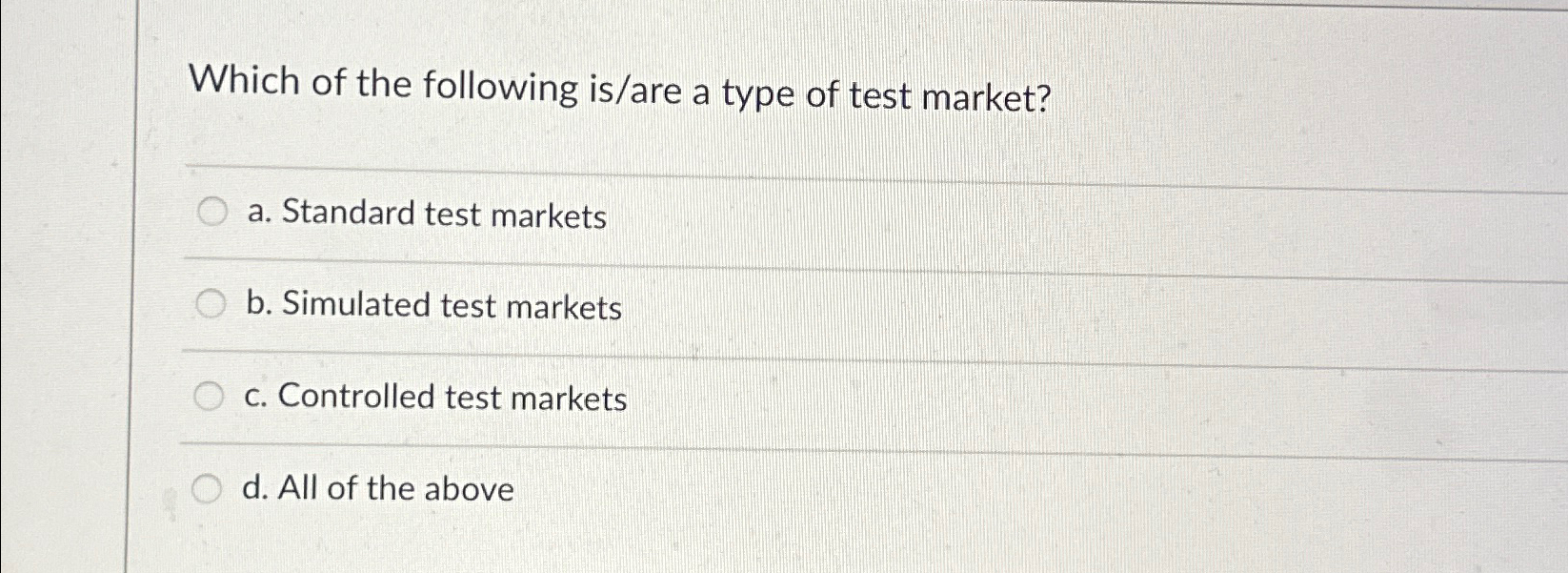 Solved Which of the following is/are a type of test | Chegg.com