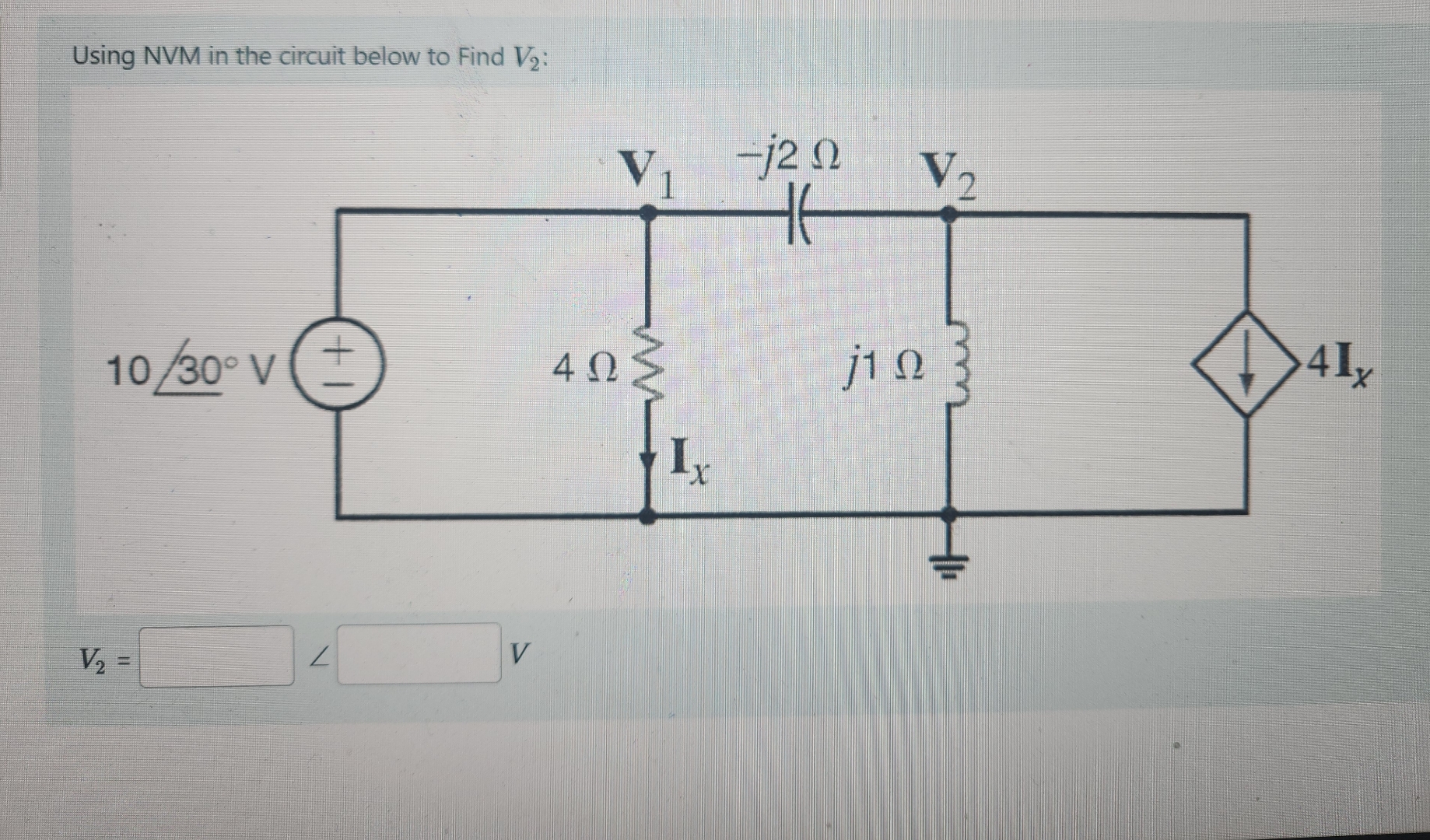 Solved Using NVM in the circuit below to Find V2 ﻿:V2= | Chegg.com