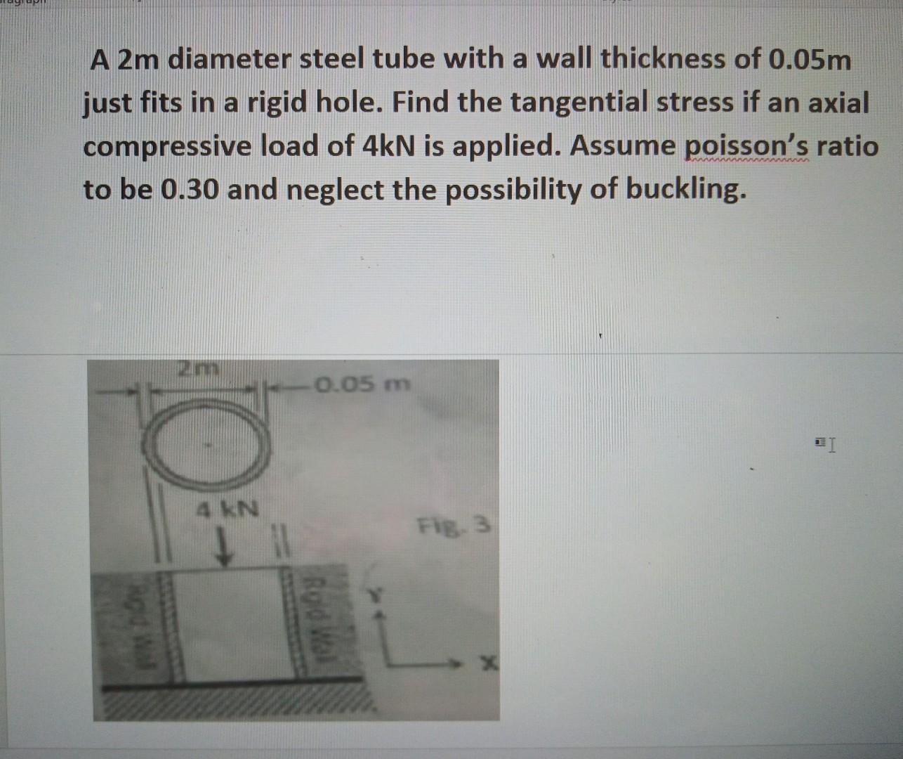Solved A \\( 2 \\mathrm{~m} \\) diameter steel tube with a | Chegg.com