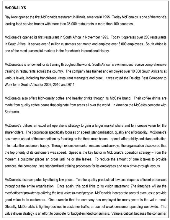 Solved McDONALD'S Ray Kroc opened the first McDonalds | Chegg.com