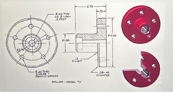 Solved make this using solidworks and show all steps to get | Chegg.com