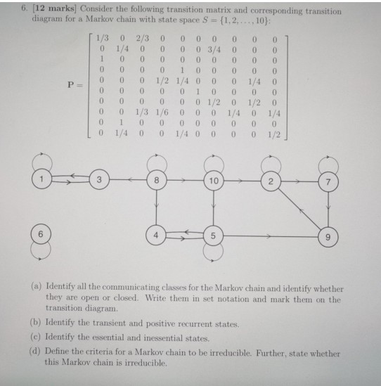 Solved 6. (12 marks] Consider the following transition | Chegg.com