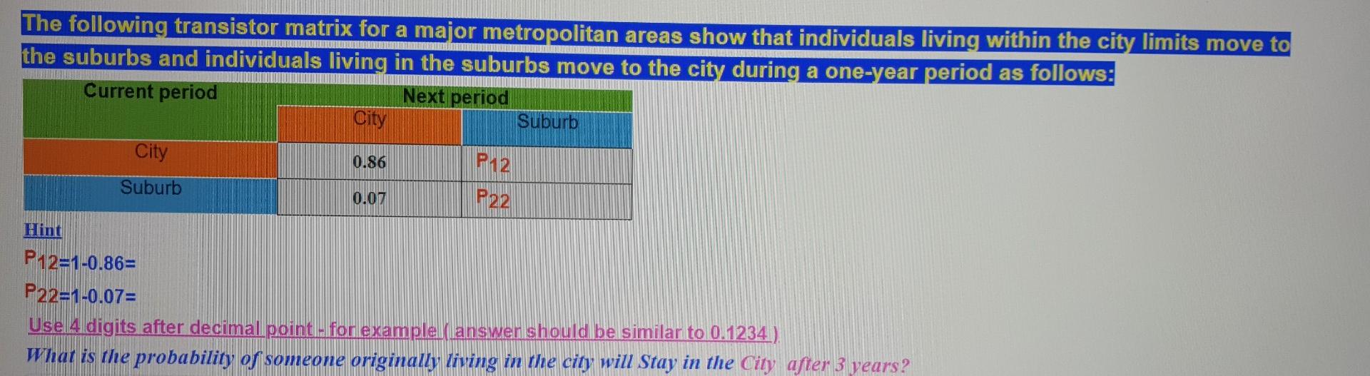 Solved The following transistor matrix for a major | Chegg.com