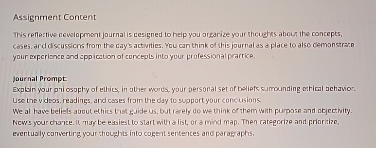 Solved Assignment ContentThis reflective development journal | Chegg.com