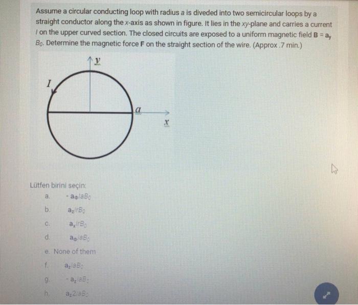 Solved Assume a circular conducting loop with radius a is | Chegg.com
