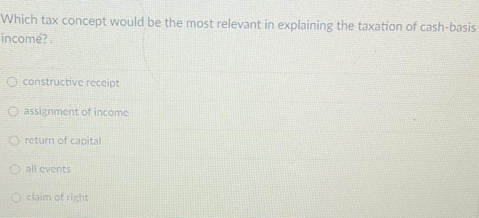 Solved Which tax concept would be the most relevant in | Chegg.com