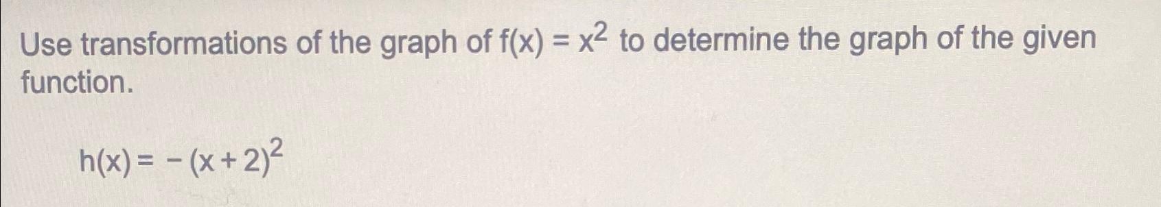 Solved Use transformations of the graph of f(x)=x2 ﻿to | Chegg.com