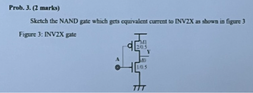Solved Prob. 3. (2 ﻿marks)Sketch the NAND gate which gets | Chegg.com