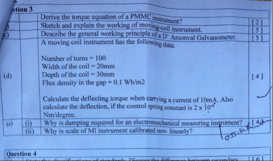 Solved A) ﻿Derive the torque equation of a PMMC | Chegg.com