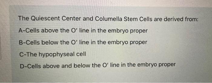 Solved The Quiescent Center and Columella Stem Cells are | Chegg.com