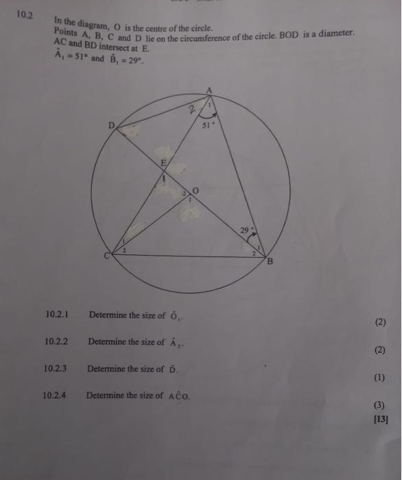 Solved In the diagram, O is the centre of the circle. Points | Chegg.com