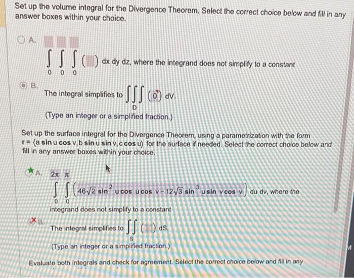 Solved Set up the volume integral for the Divergence | Chegg.com