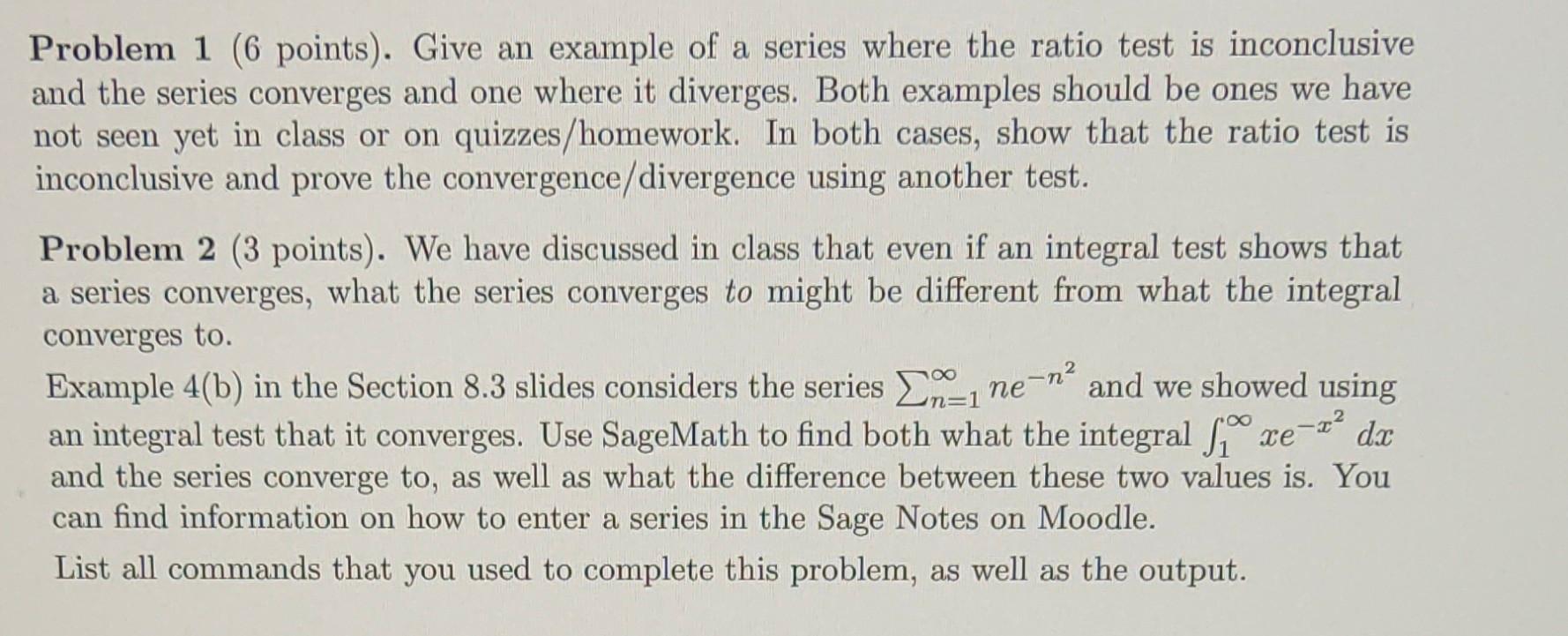Solved Problem 1 (6 points). Give an example of a series | Chegg.com