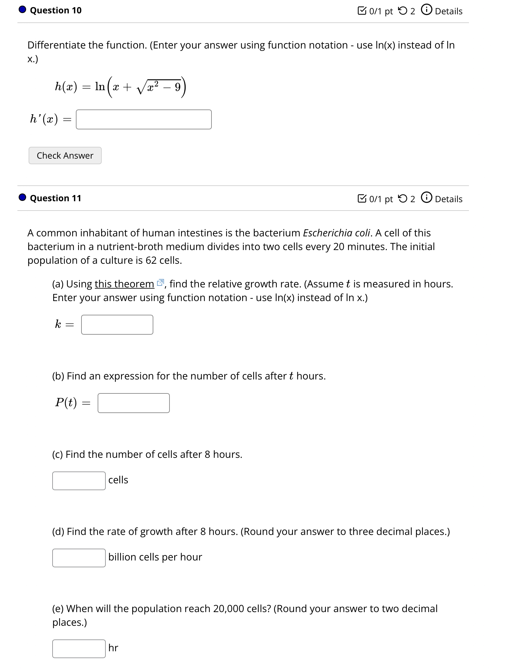 Solved Question 100/1 ﻿pt2DetailsDifferentiate the function. | Chegg.com