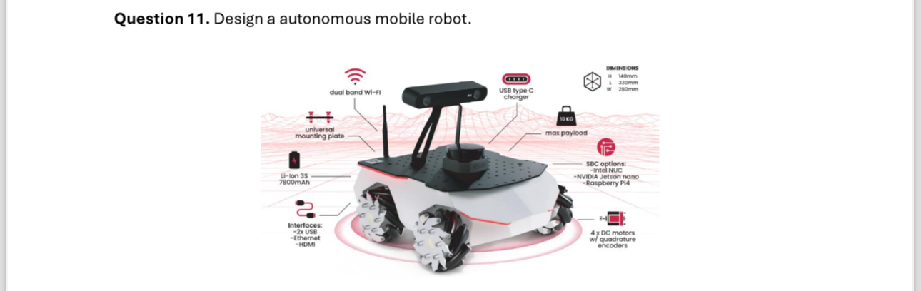 Solved Question 11. ﻿Design a autonomous mobile robot. | Chegg.com
