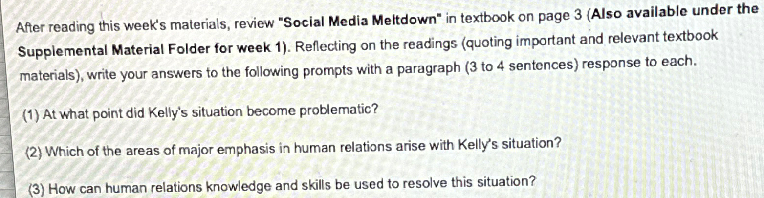 Solved After reading this week's materials, review "Social | Chegg.com