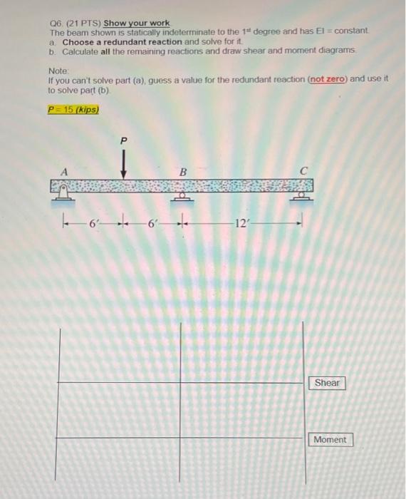 Solved Q6. (21 PTS) Show your work The beam shown is | Chegg.com