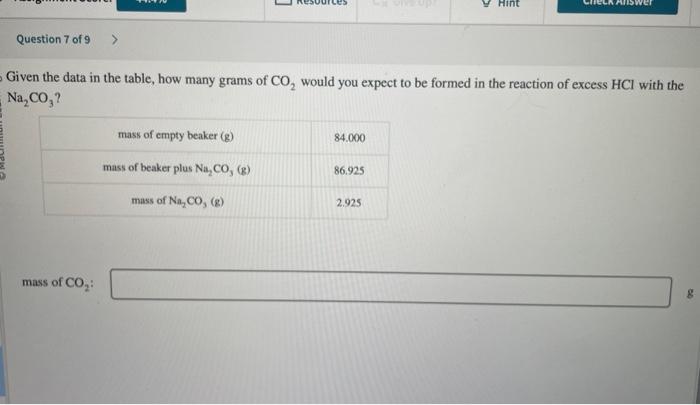 Solved Given the data in the table, how many grams of CO2 | Chegg.com