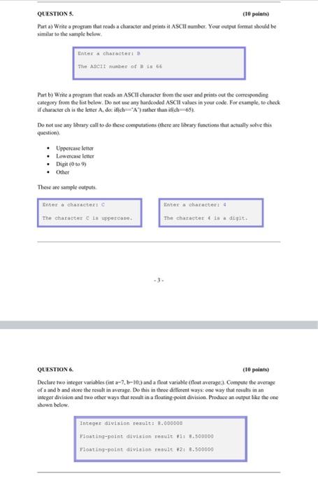 Solved Part a) Write a program ilua reads a clurater and | Chegg.com
