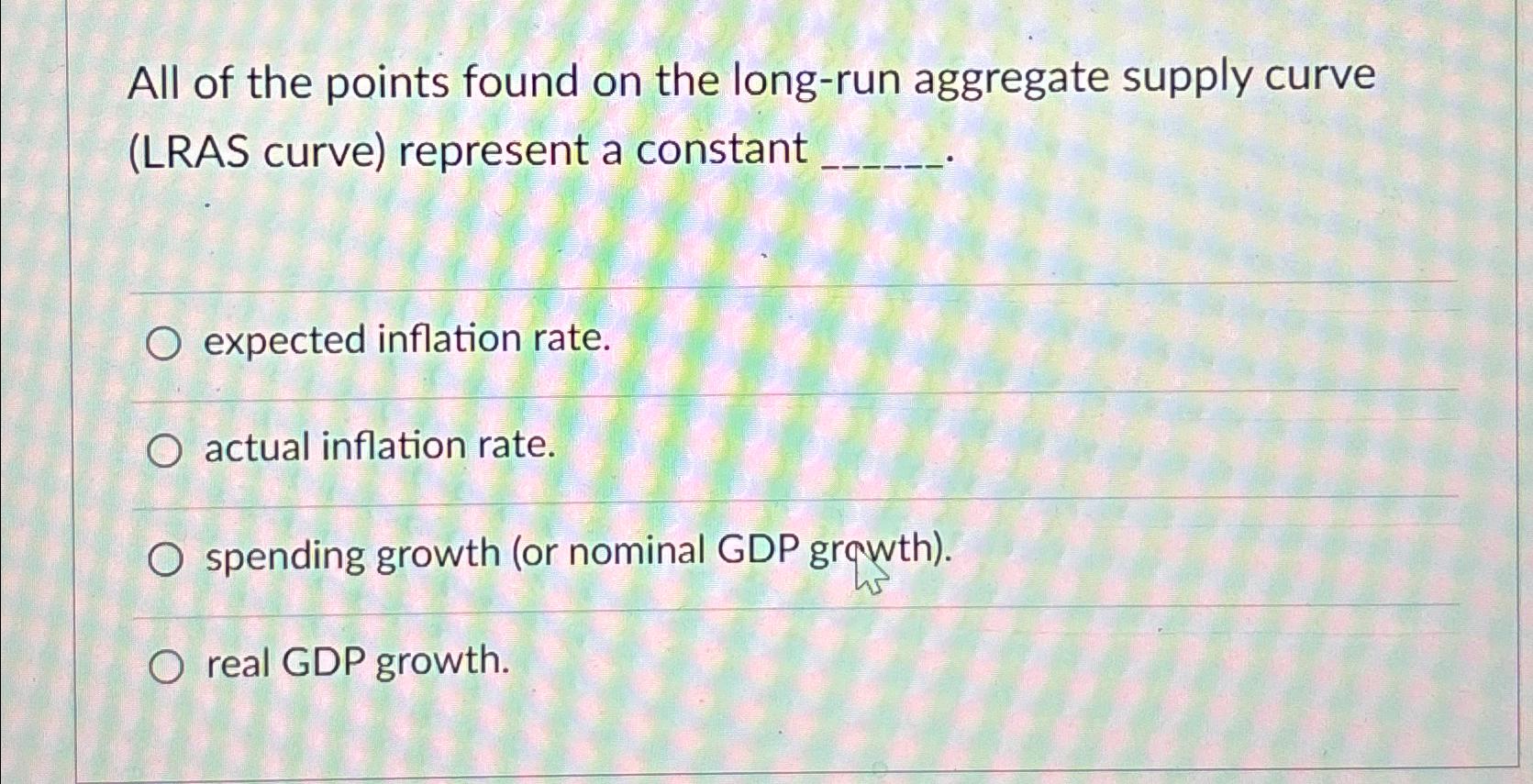 Solved All of the points found on the long-run aggregate | Chegg.com
