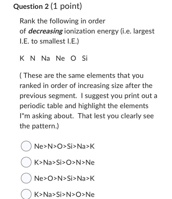 Solved Question 3 (1 point) The stable ion or ions for 33 As | Chegg.com