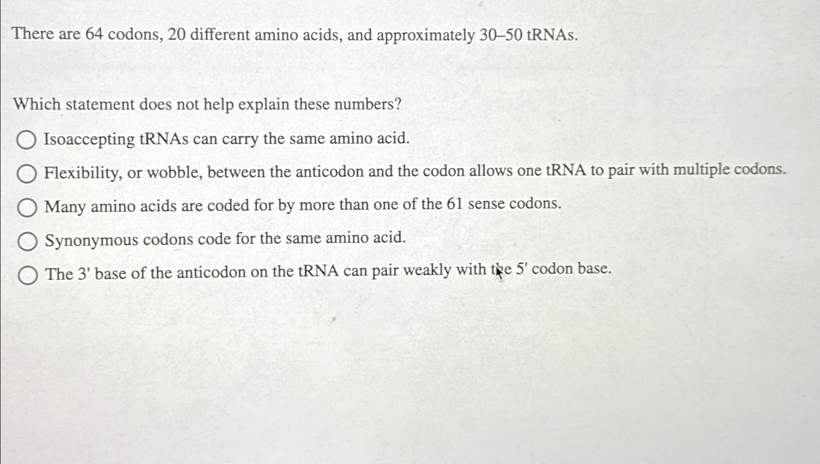 Solved There are 64 ﻿codons, 20 ﻿different amino acids, and | Chegg.com