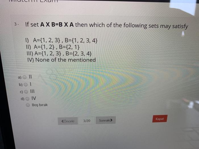 Solved If set AXB=BX A then which of the following sets may | Chegg.com