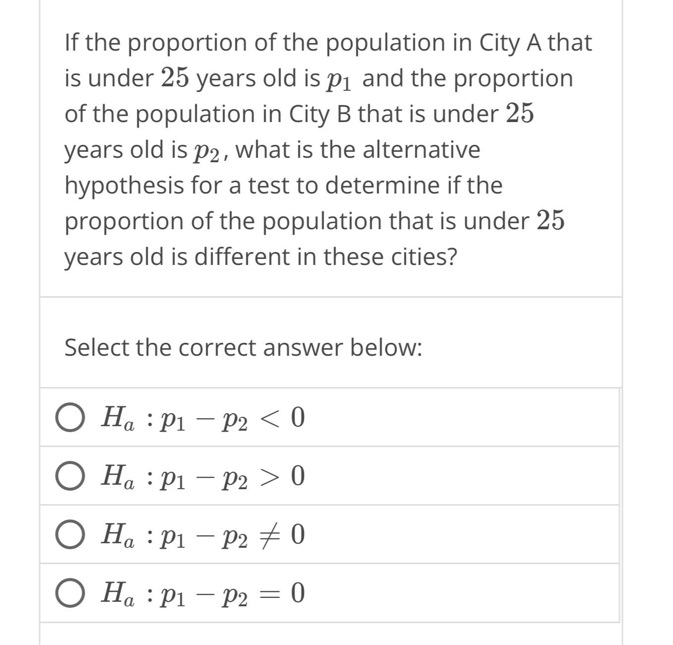 Solved If the proportion of the population in City A that is | Chegg.com