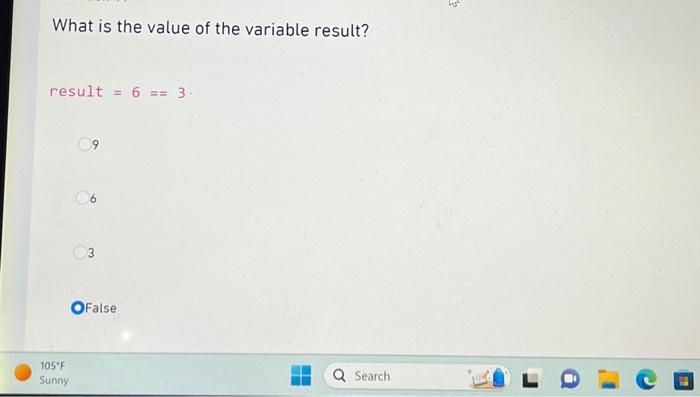 Solved What is the value of the variable result? result | Chegg.com