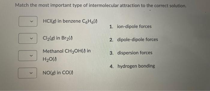 Solved Match The Most Important Type Of Intermolecular