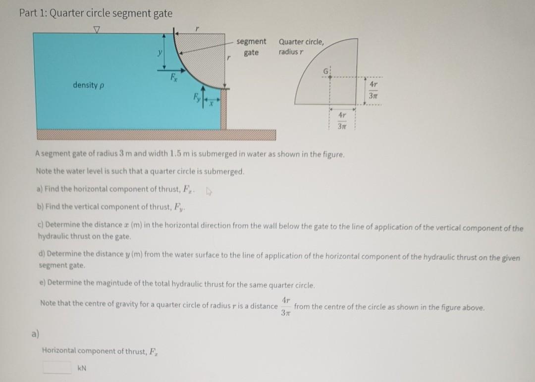Solved Part 1: Quarter circle segment gate V segment gate | Chegg.com